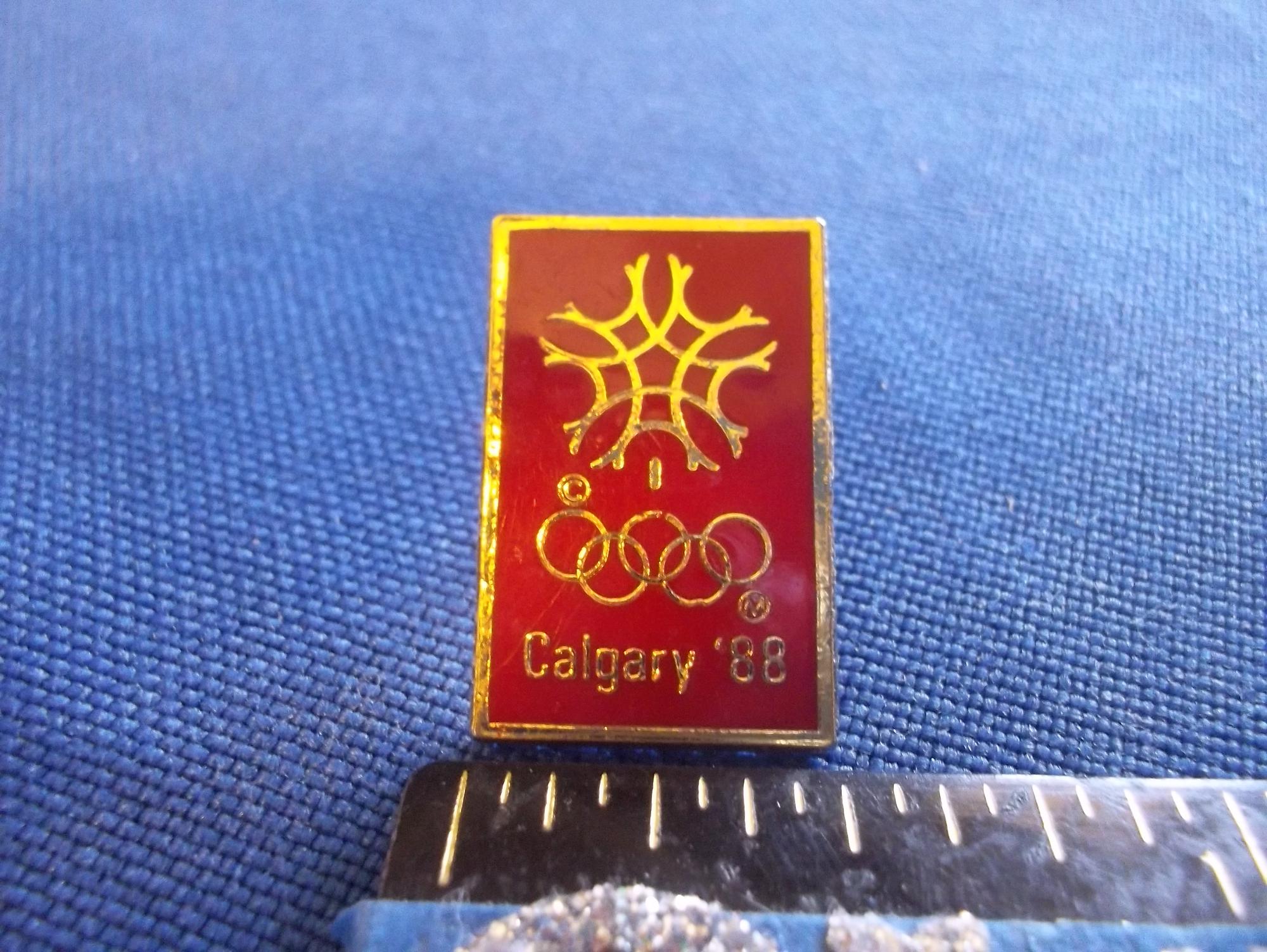 Pincollector: Calgary '88 Emblem In Red Rectangle Pin